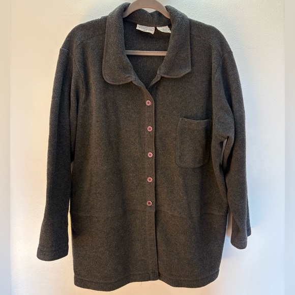 Basic Editions | Jackets & Coats | Basic Editions Gray Fleece Shacket ...